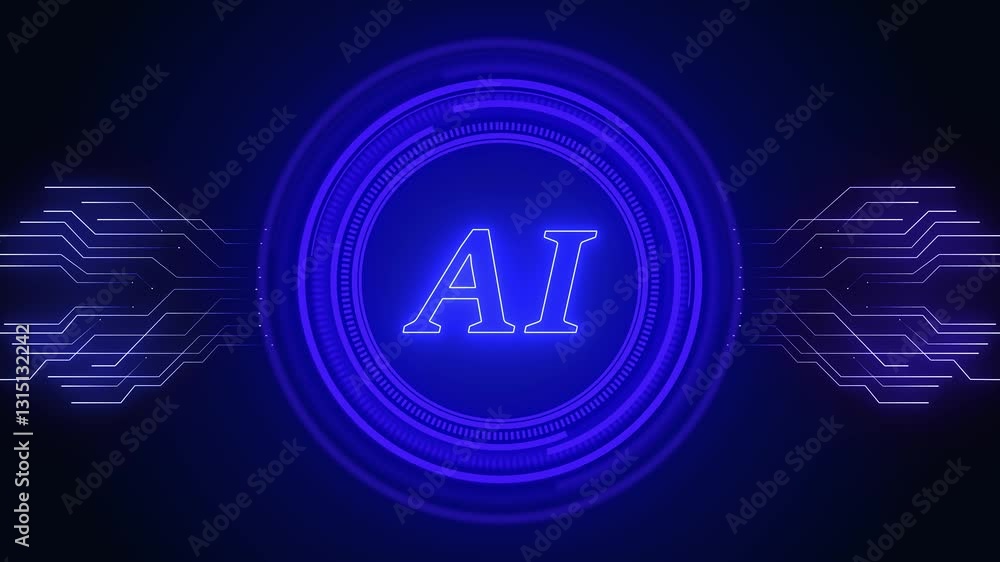 Artificial Intelligence Machine Learning symbol AI Loop Animation. Ai ...