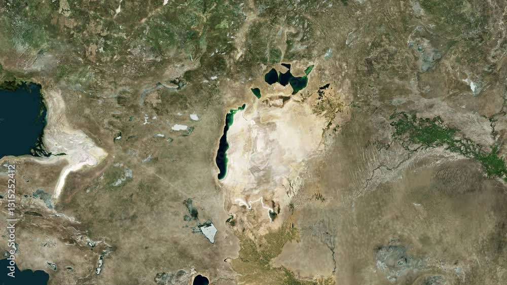 Aral sea map zoom in, map Aral sea, Central asia sea vídeo do Stock ...
