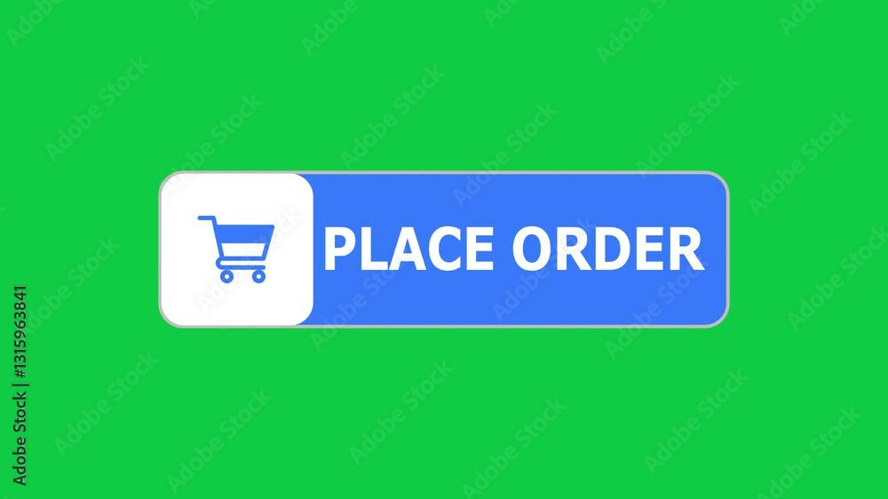 Green screen animation Place Order button with pointer, simple ...