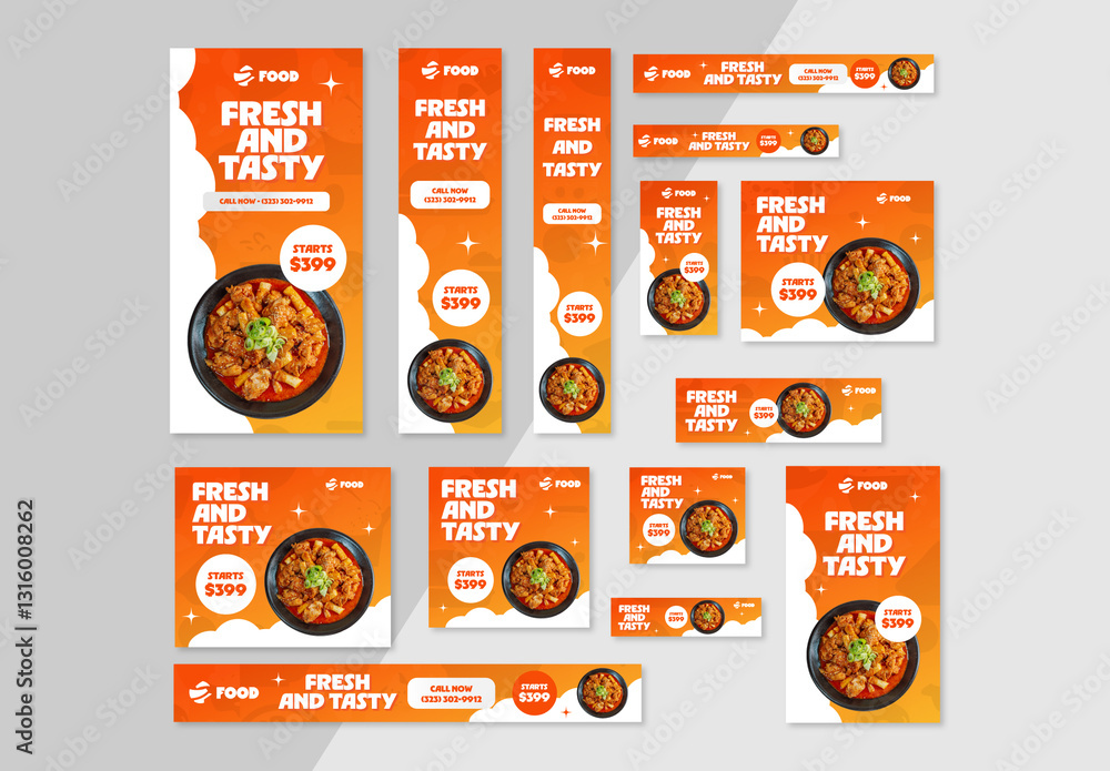 Fresh Food Web Banner Ads Template Stock Template | Adobe Stock