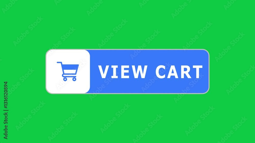 Green screen animation View cart button with pointer, simple animation of cursor icon clicking ...