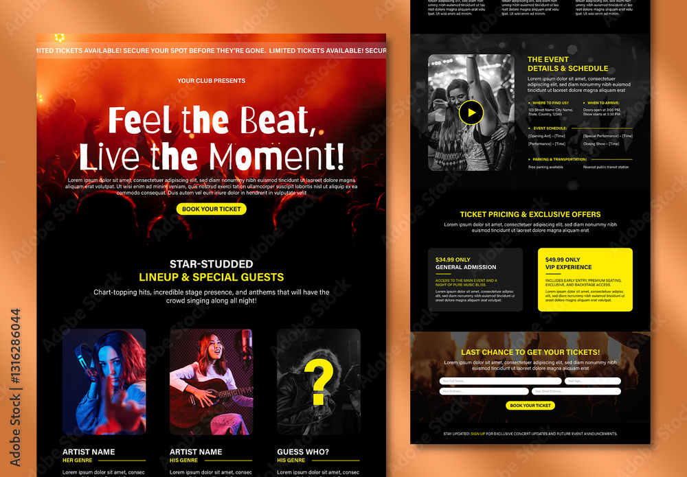 Dynamic Concert Email Newsletter Template Design Stock Template | Adobe ...