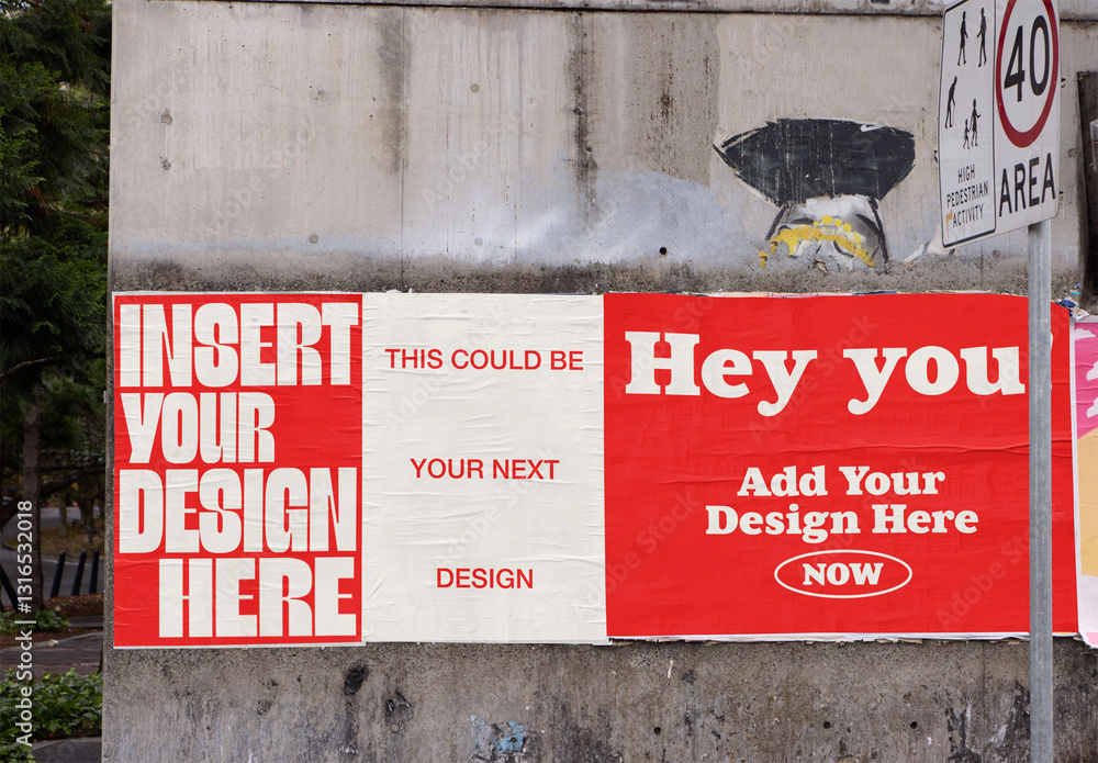 Urban Stick Posters Displayed on Walls in Sydney's Outdoor Areas. PSD ...