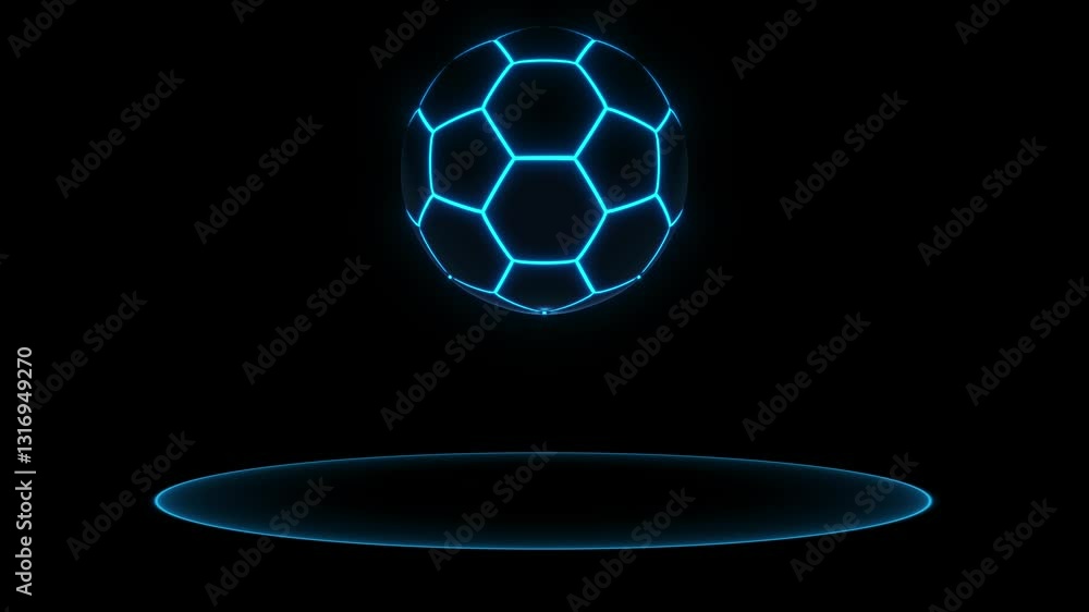 Black neon Football Soccer Ball Rotating Spin Animation On Chroma Key ...