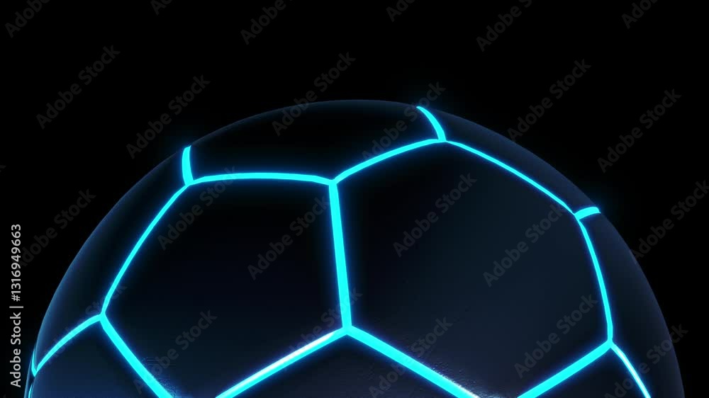 Black neon Football Soccer Ball Rotating Spin Animation On Chroma Key ...