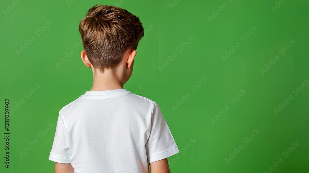 Male child, wearing Confident young boy crossing arms, looking sideways ...