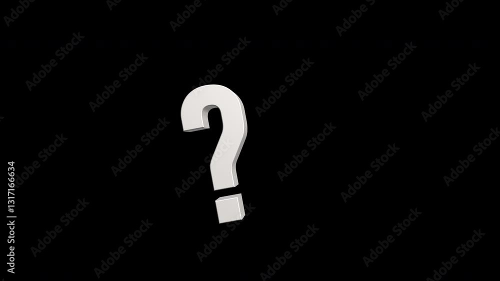 3D Quiz Question Mark Pop-Up floating on screen and morph and move in a ...