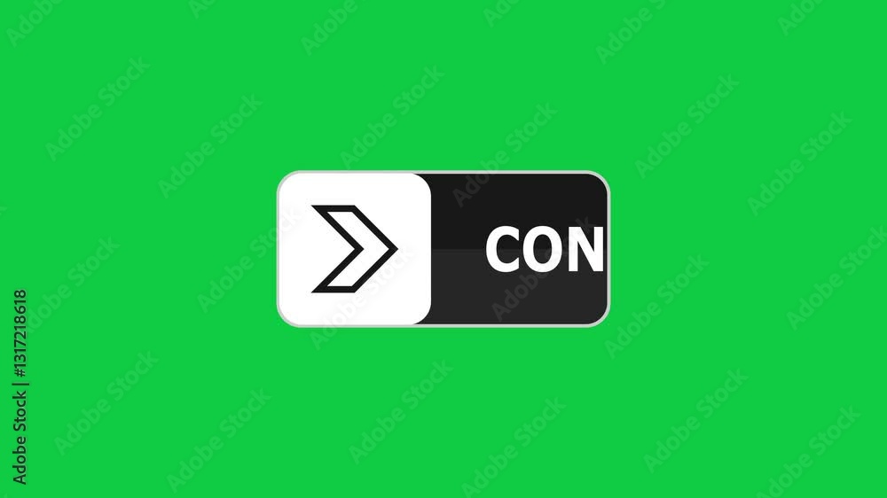 Green screen animation of Continue push button with pointer, simple ...
