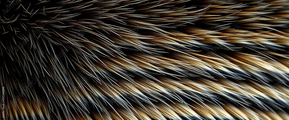 Poster Thick, coarse, striped fur with varying lengths and a rough ...