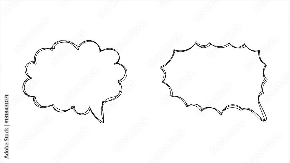 Hand drawn outline chat bubble animation with cloud style for cartoon ...