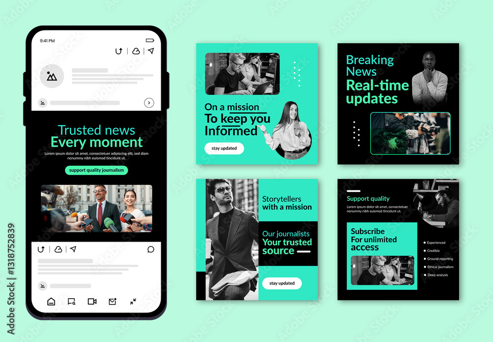 Professional Modern News Social Media Feed Templates Stock Template ...