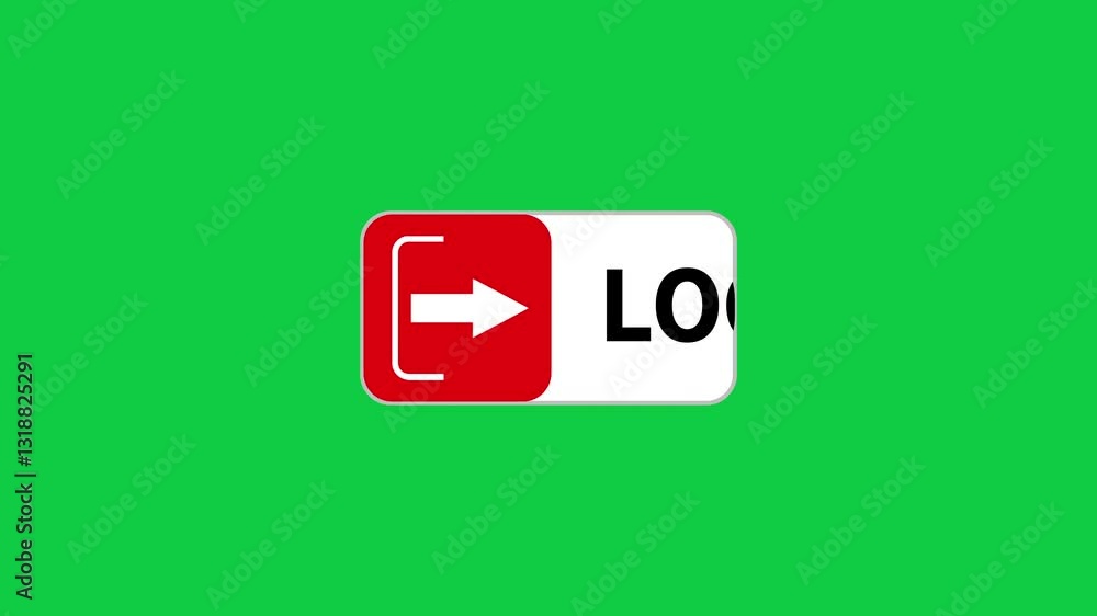 Green screen animation of Log out button with pointer, simple animation ...