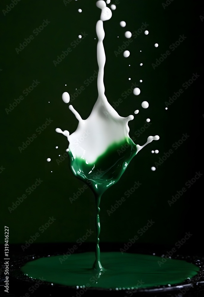 Photo & Art Print Suspended Matcha Splash in Vibrant Green Gradient on ...