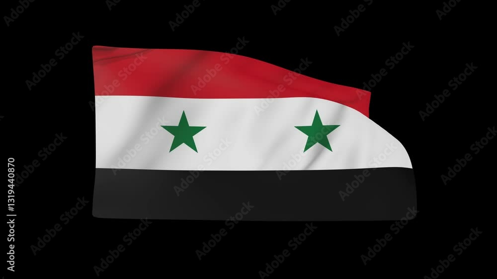 Syria flag seamless loop animation on transparent background. 4K Alpha ...