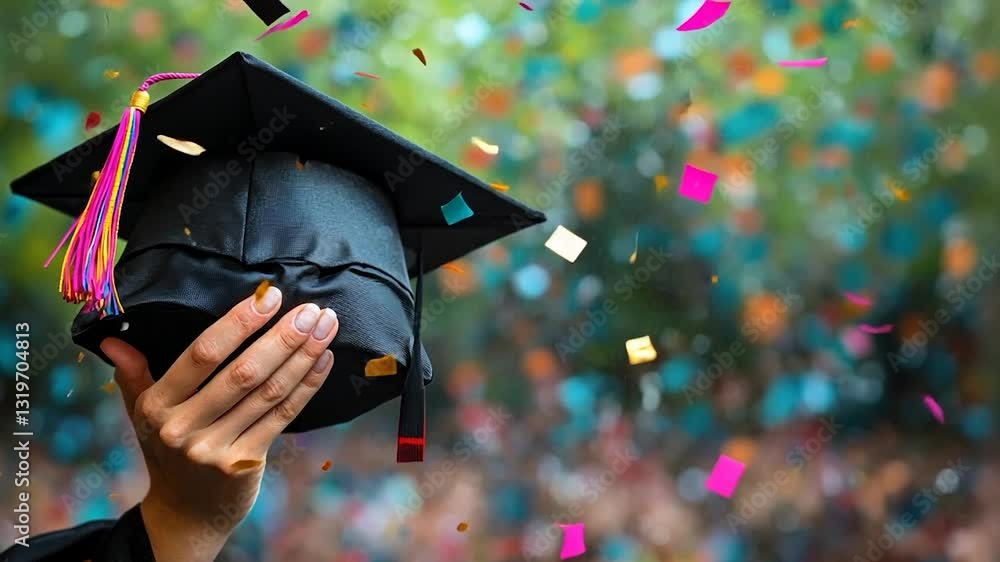 Graduation Cap in Confetti Celebration: A symbol of achievement ...