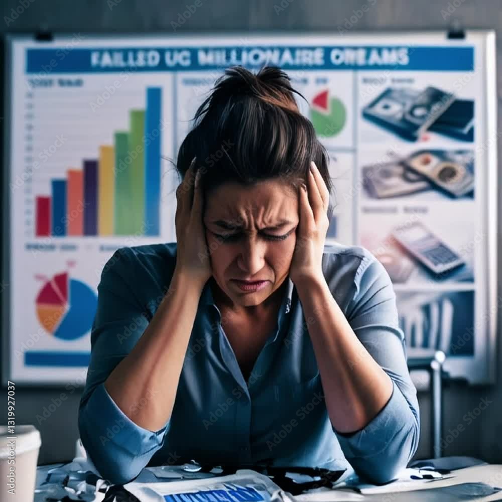Stressed business woman with headache at office, work-life balance ...