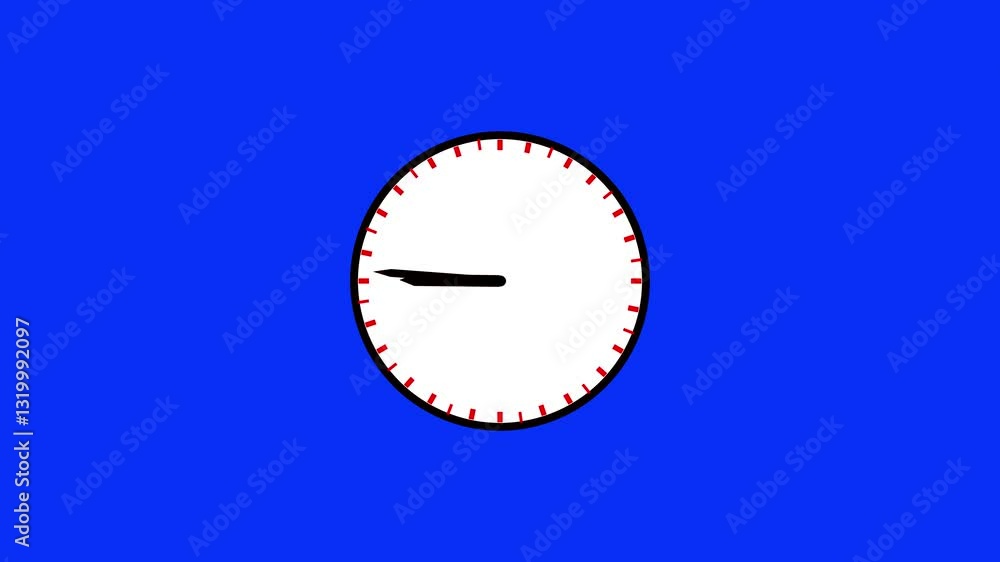 Video animation of analog clock with moving arrows in seamless 12 hour ...