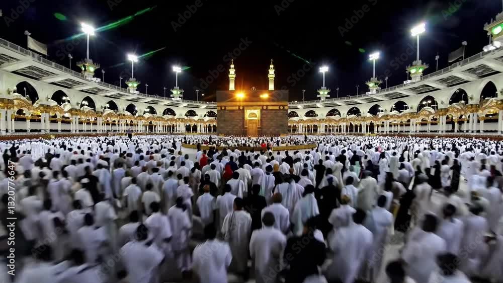 Pilgrims circling the kaaba in mecca's grand mosque at night 素材庫影片 ...