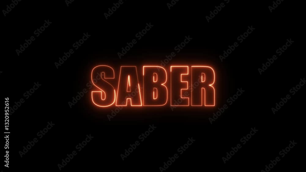 Neon saber text symbol black background. glowing golden color texture ...
