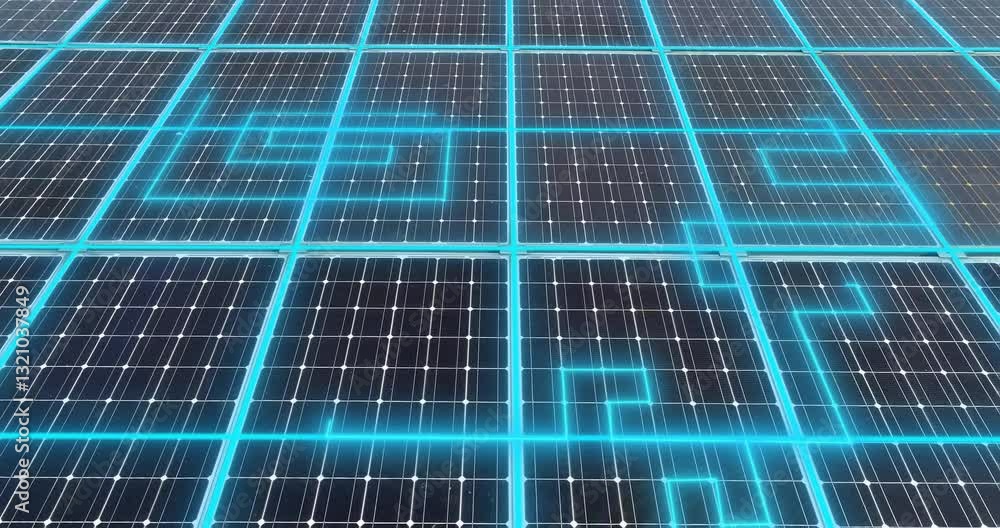 Concept of solar power plant, generation of solar energy. Smart energy ...