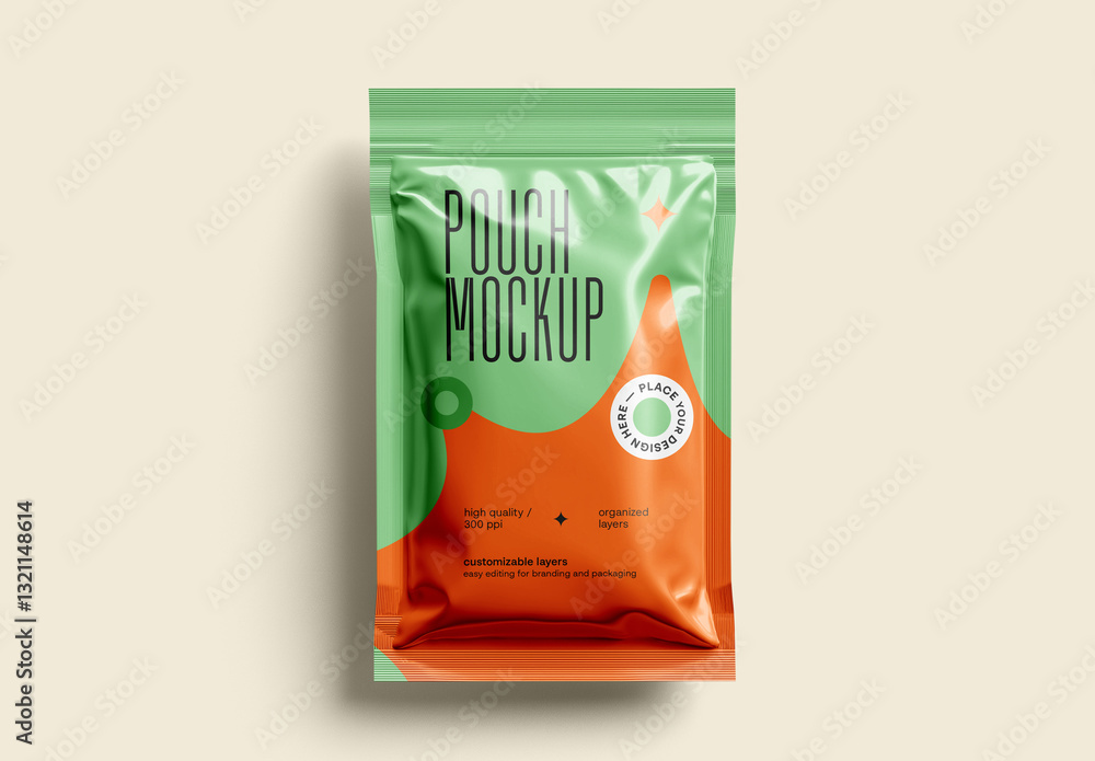 Realistic Foil Pouch Sachet Packaging Mockup, High-Quality Sealed Bag ...
