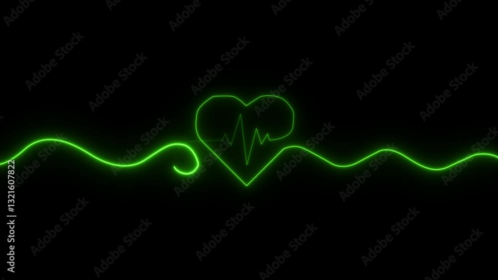 Bright heart rhythm background 4K heartbeat monitor EKG line monitor ...