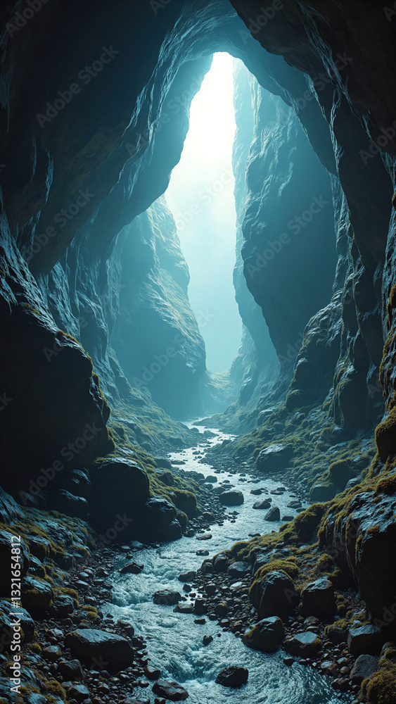 Photo & Art Print Step into enigmatic abyss of a deep cavern, where ...