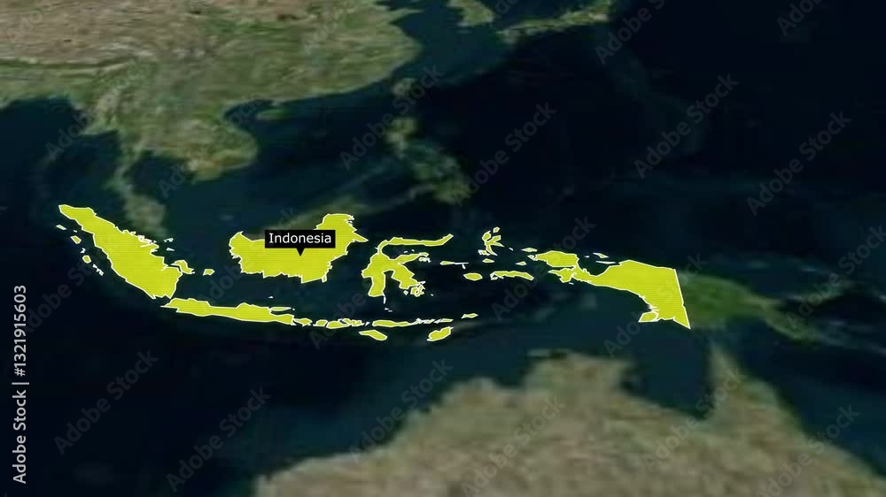 Argentina map animation with Indonesia flag highlighted border color ...