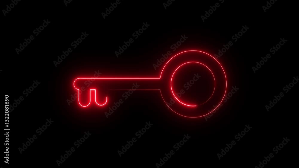 Neon glowing Lock logo and key icon icon animation. security privacy ...