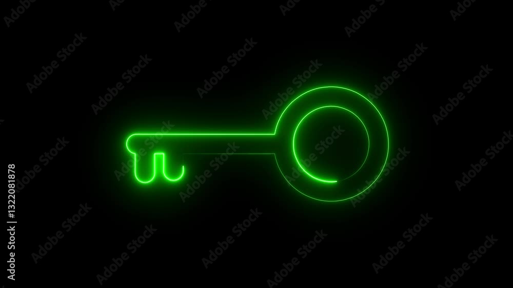 Neon glowing Lock logo and key icon icon animation. security privacy ...