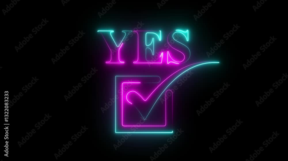 Neon glowing Tick or check mark signs icon animation. False and true ...