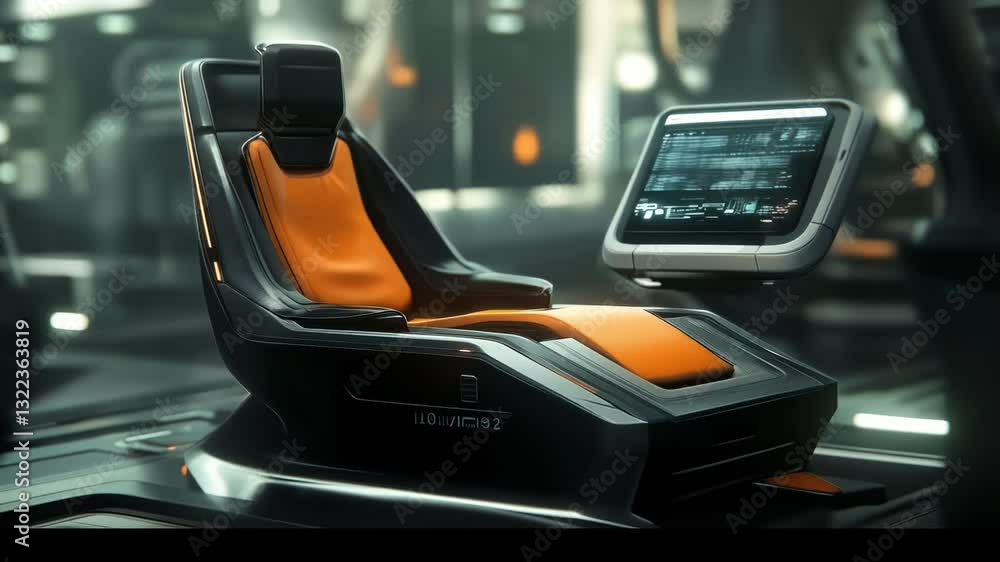 Futuristic Spaceship Chair Design: Orange and Black Luxury Cockpit Seat ...