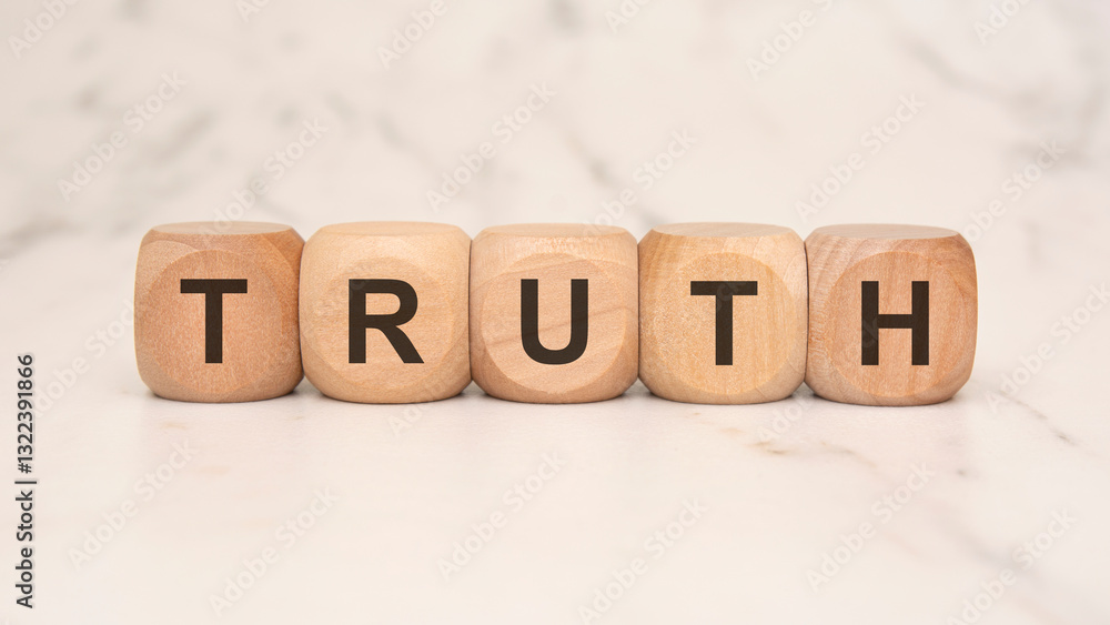 Poster Truth - word from wooden cubes with letters, real facts truth ...