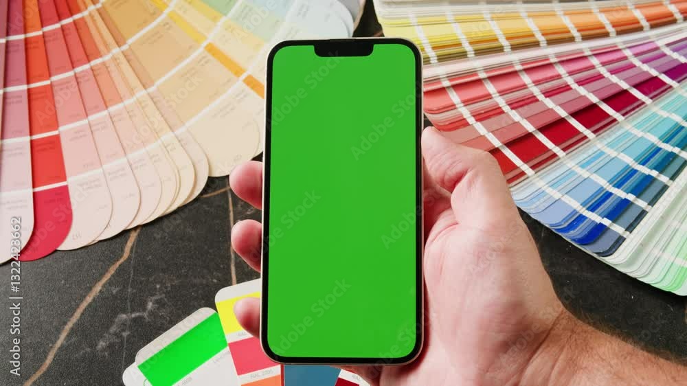 Color pallet, choosing the color by designer, chroma key phone app ...