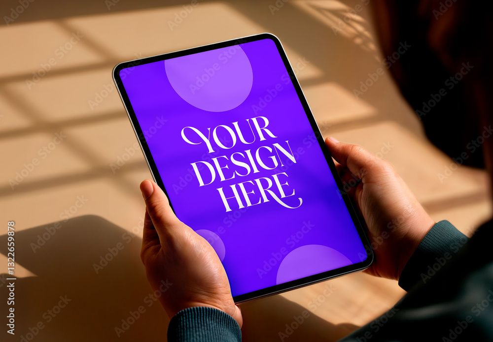 Man Holding Tablet Mockup Stock Template | Adobe Stock
