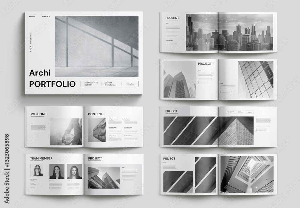 Architecture Portfolio Layout Landscape Stock Template | Adobe Stock