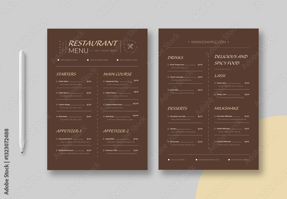 Restaurant Food Menu Template Layout Stock Template | Adobe Stock