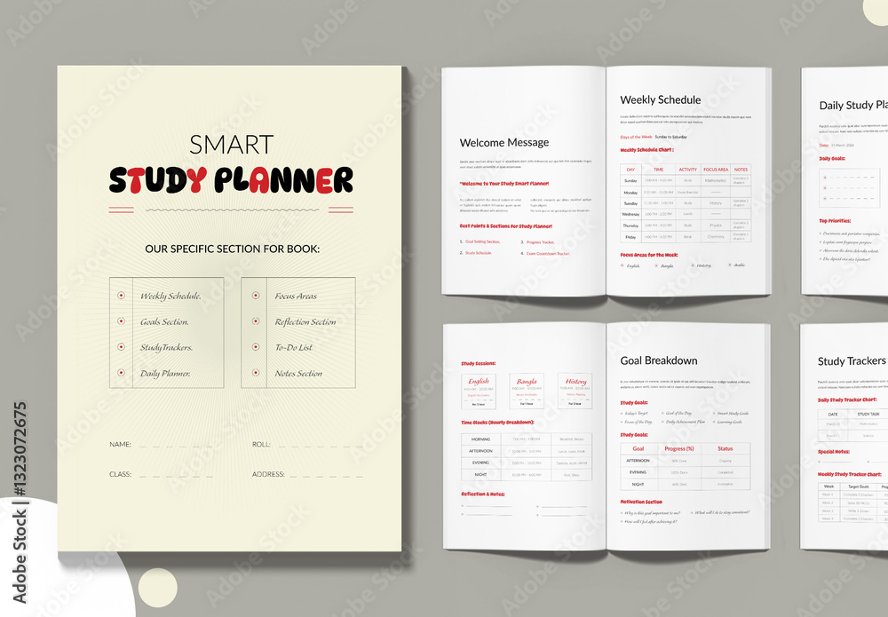 Smart Study Planner Template Layout Stock Template | Adobe Stock