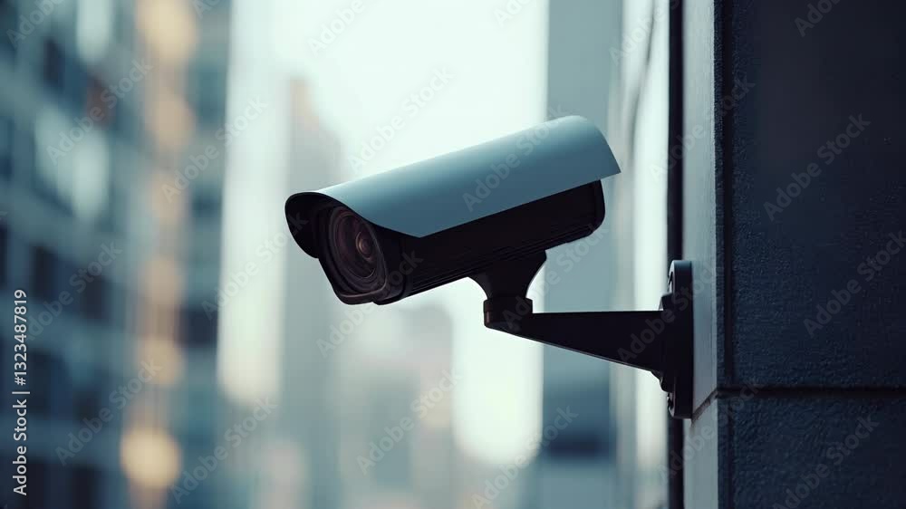 CCTV, Security camera surveillance in the city street. people ...