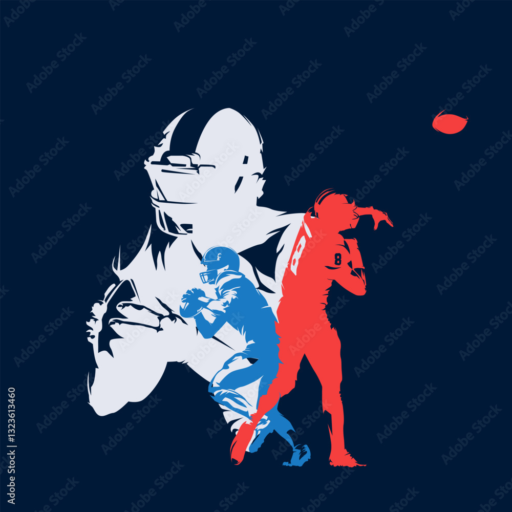 Poster American football, group of football players, high contrast ...