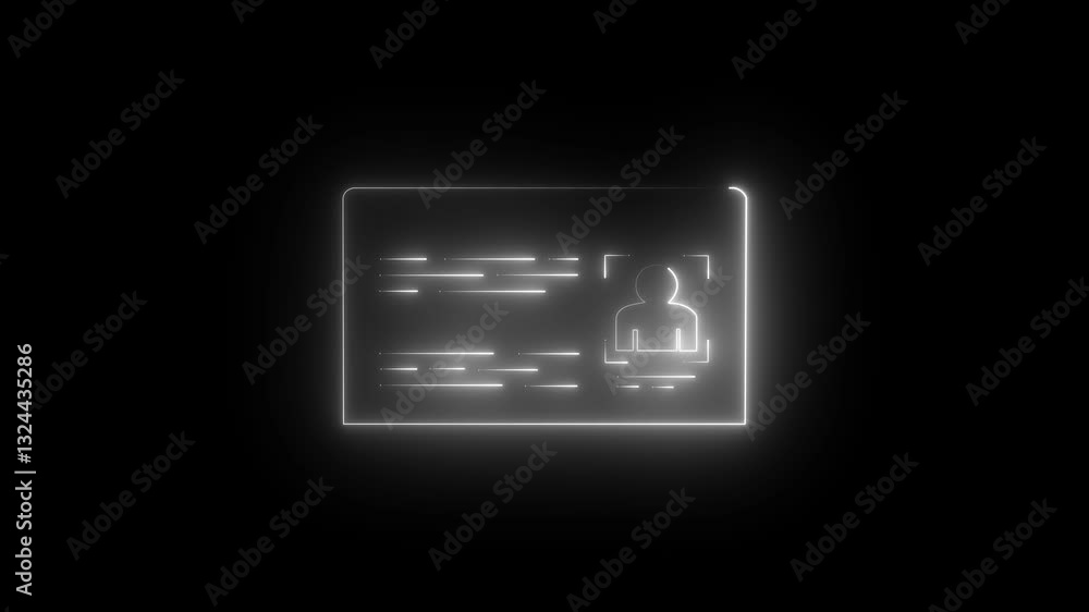 Glowing neon line Identification card volunteer icon isolated ...