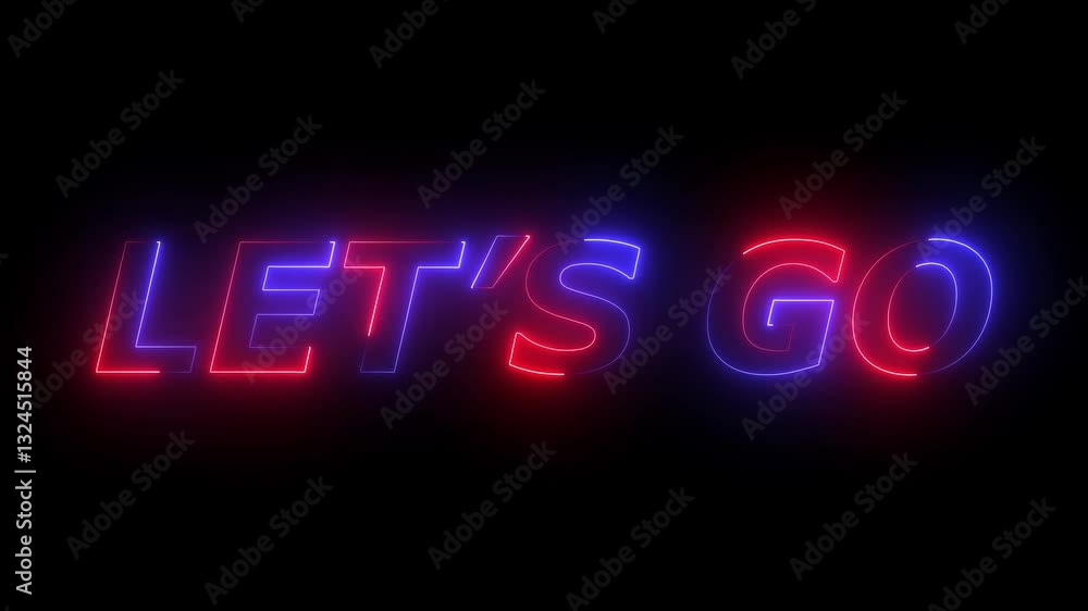Let's Go text font with neon light animation.let's go text animation on ...