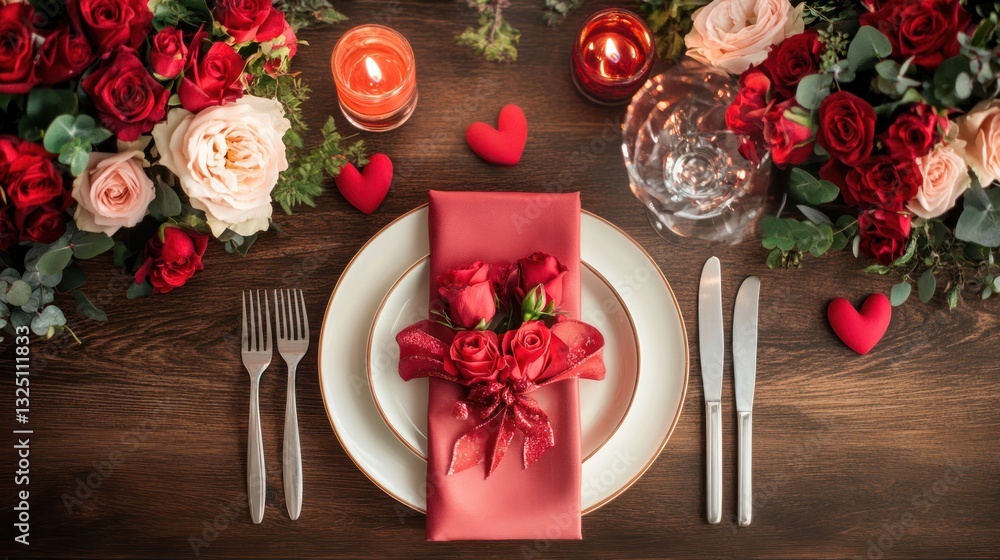 Photo & Art Print A romantic dining table decorated with flowers and ...