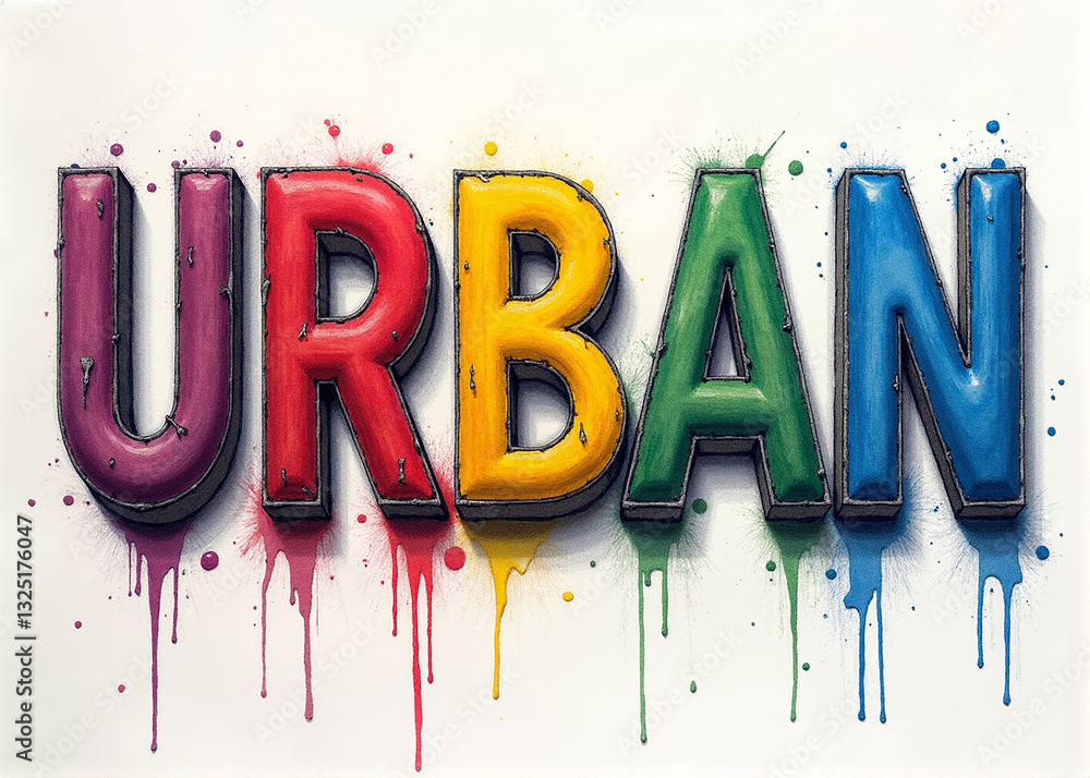 Photo & Art Print Vibrant urban graffiti illustrating the word 'URBAN ...