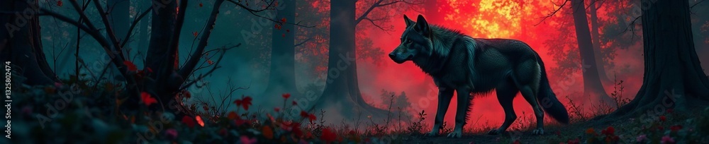 Poster Creepy and haunting wolf design with aged decay effect ...