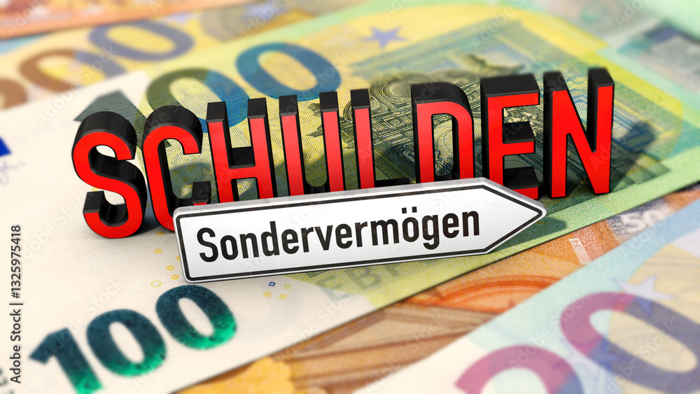 Poster Symbolbild zum Thema Sondervermögen, Schulden, Bundeshaushalt ...