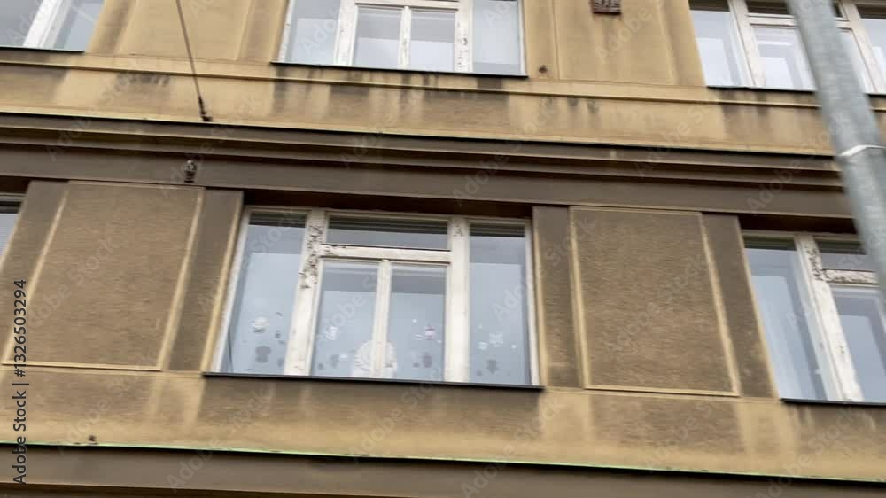 Background of urban building, highlighted by its windows. Architectural ...