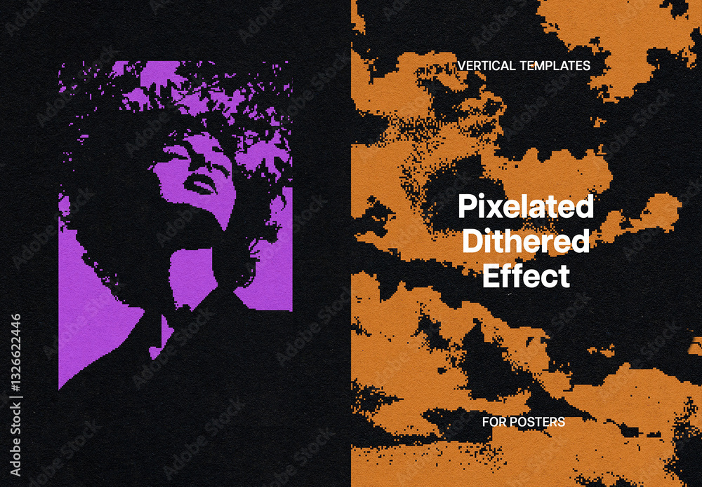 Pixelated Dithered Poster Effect Mockup Stock Template | Adobe Stock