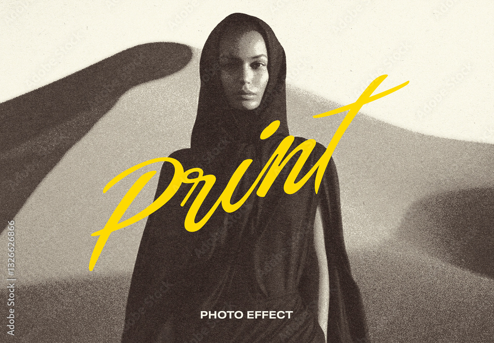 Retro Copy Print Photo Effect Mockup Stock Template | Adobe Stock