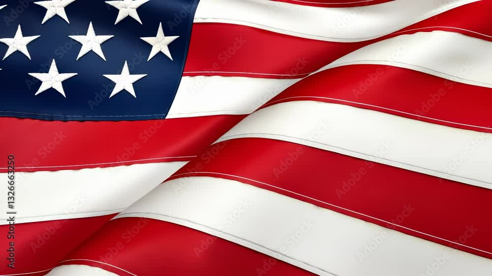 stitching, american flag, close up revealing star spangled banner's ...